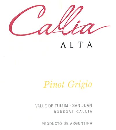 Bodegas Callia Alta Pinot Grigio 750ml - Yankee Spirits