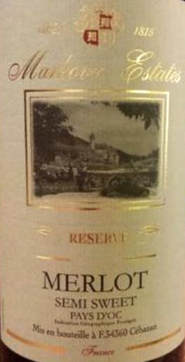 Markovic Estates Reserve Semi Sweet Merlot 1.5L - Hudson Wine