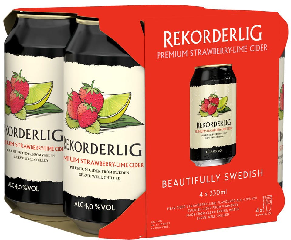 Rekorderlig Strawberry Lime Cider 4 pack 12 oz. Can - Petite Cellars