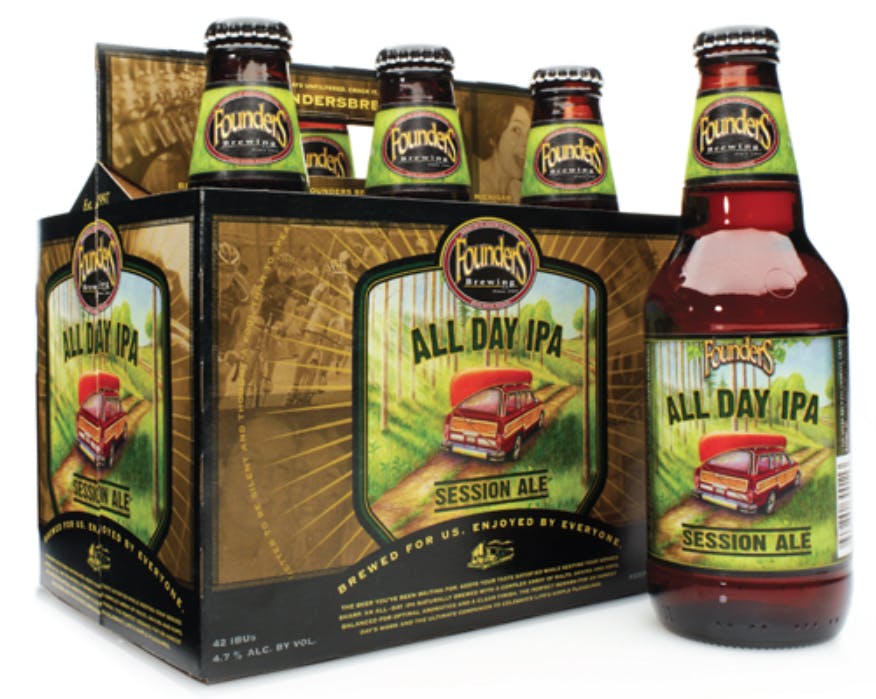 Founders Brewery All Day IPA 6 pack 12 oz. Bottle - Yankee Spirits