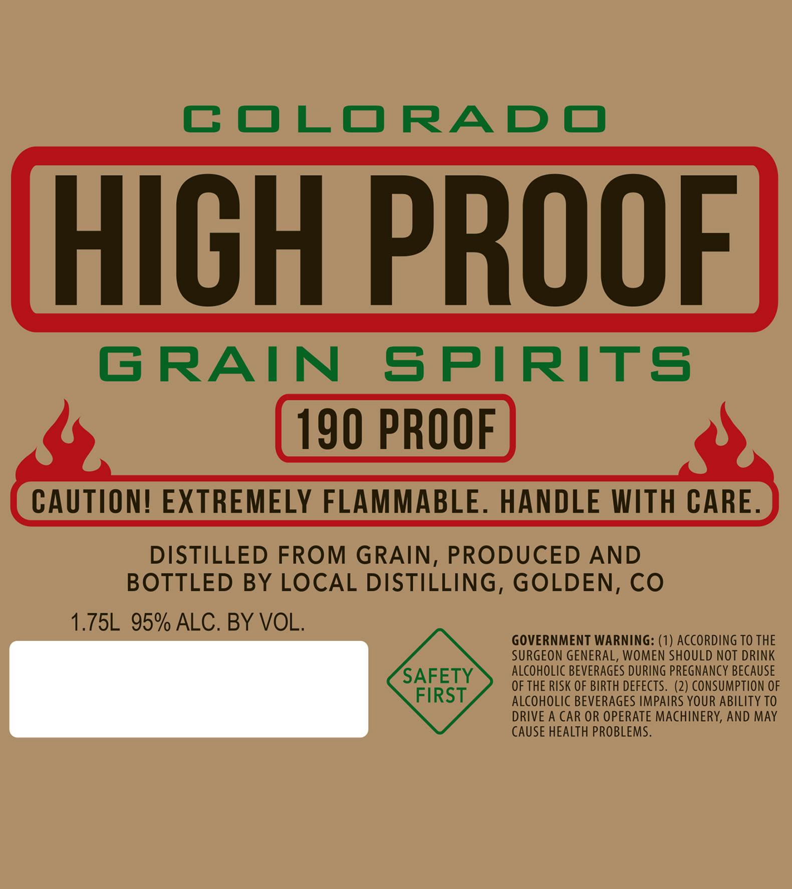 Local Distilling Colorado High Proof Grain Spirits 1.75L - The Wine Guy