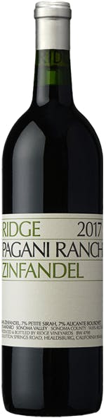 Ridge Vineyards Pagani Ranch Zinfandel 2017 750ml - Vicker's Liquors
