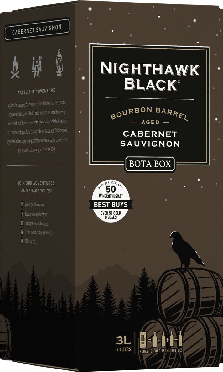 Bota Box Nighthawk Black Bourbon Barrel Cabernet Sauvignon 3L Box ...