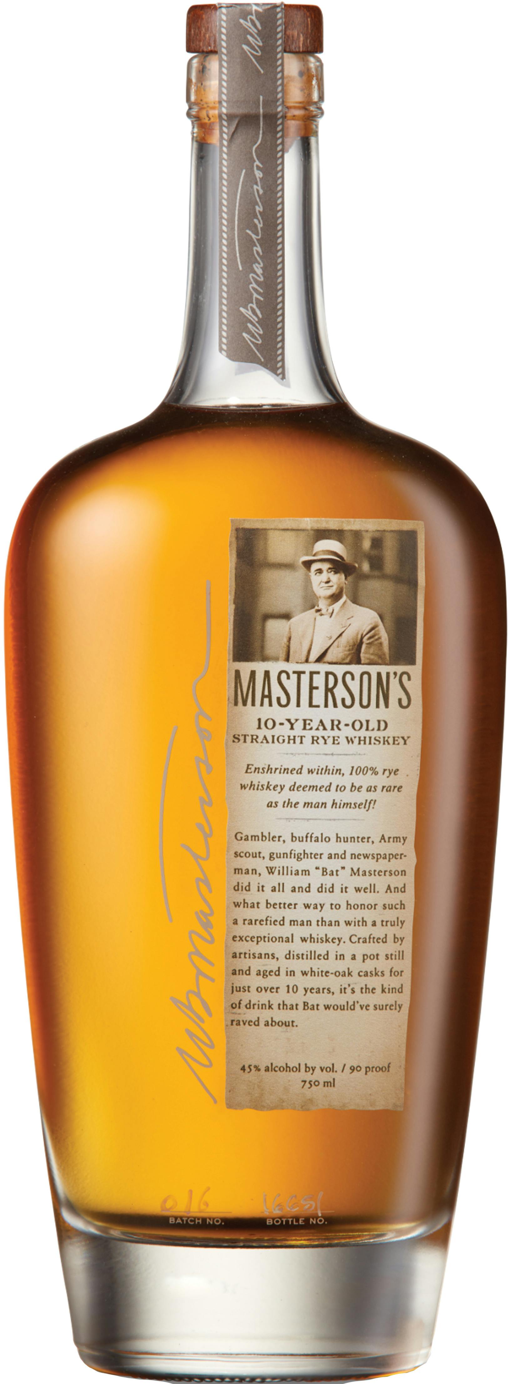 Masterson's Straight Rye Whisky 10 year old 750ml - Vicker's Liquors