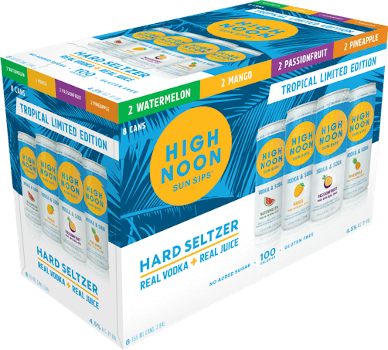 High Noon Spirits Sun Sips Hard Seltzer Tropical Variety Pack 8 pack 12 ...