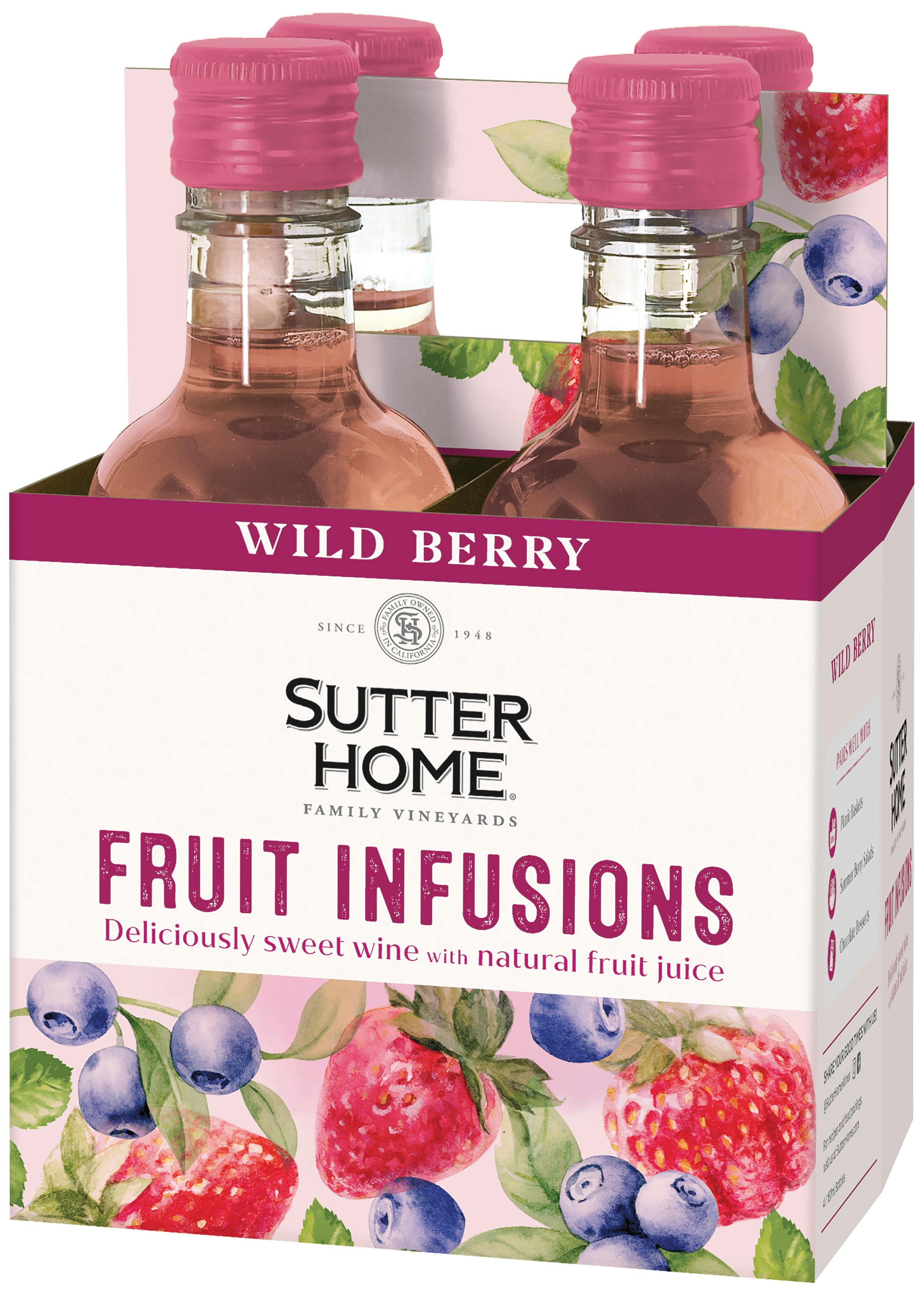Sutter Home Fruit Infusions Wild Berry 4 pack 187ml - Kelly's Liquor