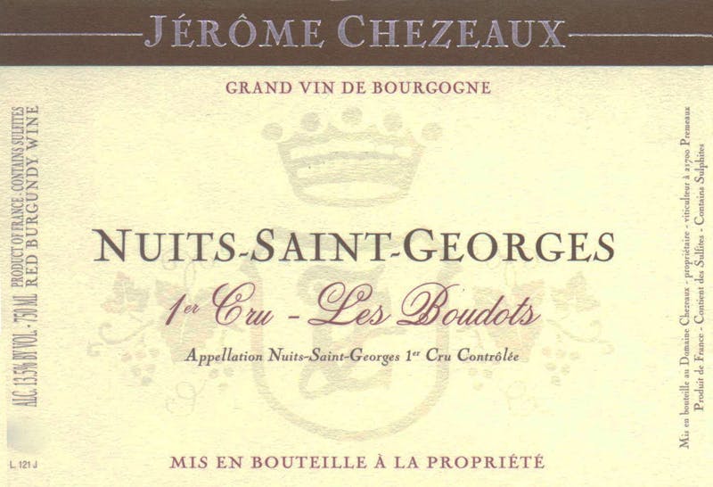 Domaine Jérôme Chezeaux Nuits Saint Georges 1er Cru Aux Boudots 2018 ...