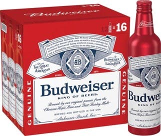 Budweiser Beer 12 pack 16 oz. Aluminum Bottle - Yankee Spirits