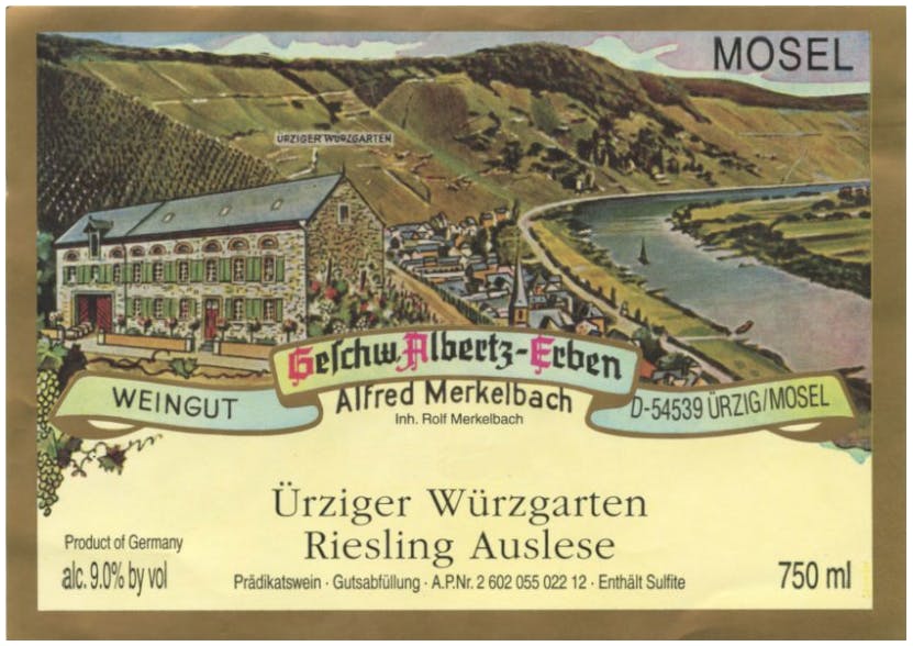 Alfred Merkelbach Urziger Wurzgarten Riesling Auslese 2020 750ml ...