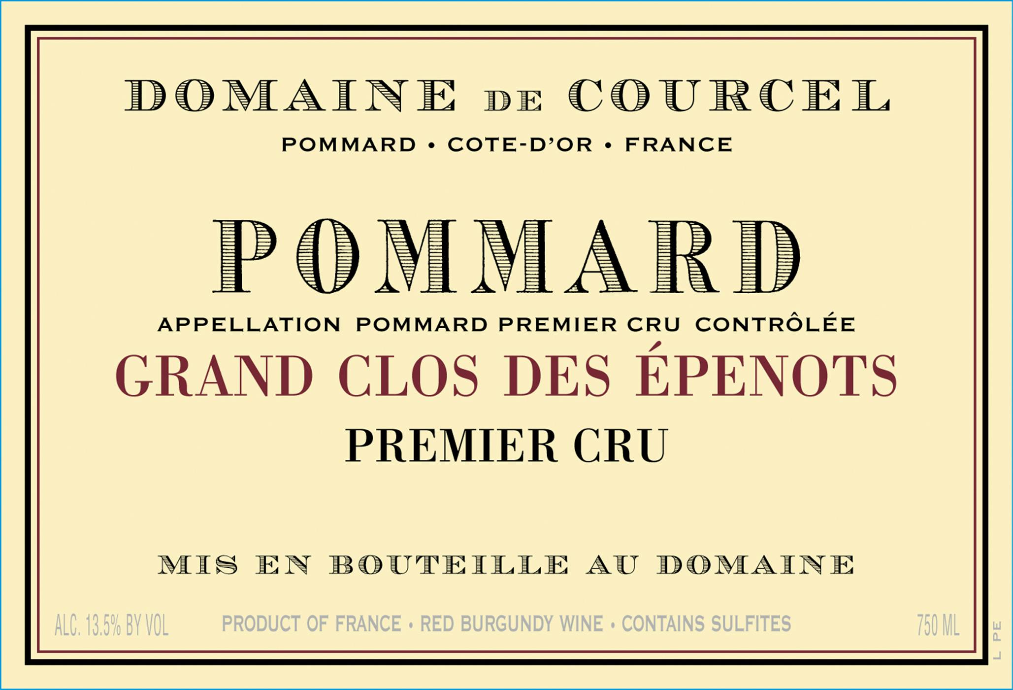 Domaine de Courcel Pommard Grand Clos des Epenots 2019 750ml - SPIRITED ...