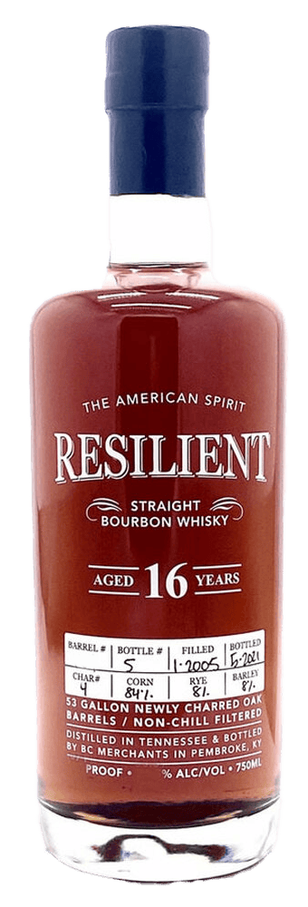 Resilient Bourbon Straight Bourbon Barrel Strength 16 year old 750ml ...