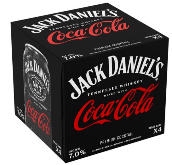 Jack Daniel's Can Cocktails Whiskey & Coca Cola 4 pack 12 oz. Can ...