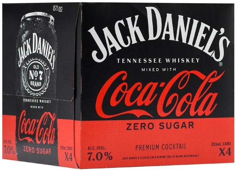 Jack Daniel's Jack Daniels Coca Cola Zero Sugar Premium Cocktail 4 Pack 4 pack 12 oz. Can ...
