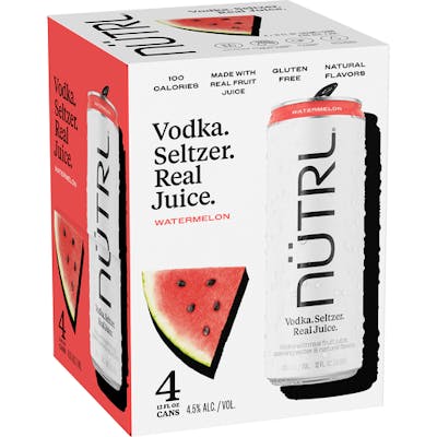 Nütrl Watermelon Vodka Seltzer 4 pack 12 oz. Can - Yankee Spirits