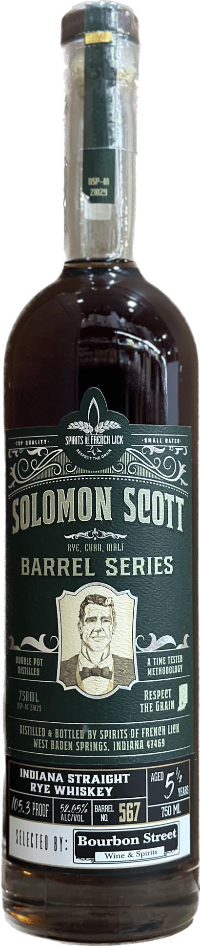 Spirits of French Lick Solomon Scott "Store Pick" Single Barrel Rye ...