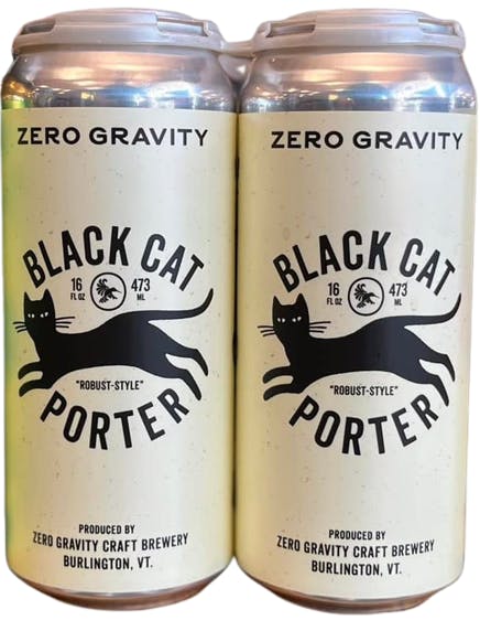 Zero Gravity Craft Brewery Black Cat Porter 4 pack 16 oz. Can - Hoboken ...