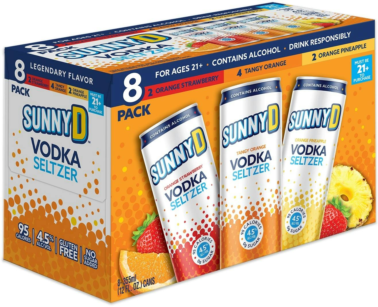 Sunny D Cocktails Vodka Seltzer Variety 8 PK 8 pack 355ml Can - Yankee ...