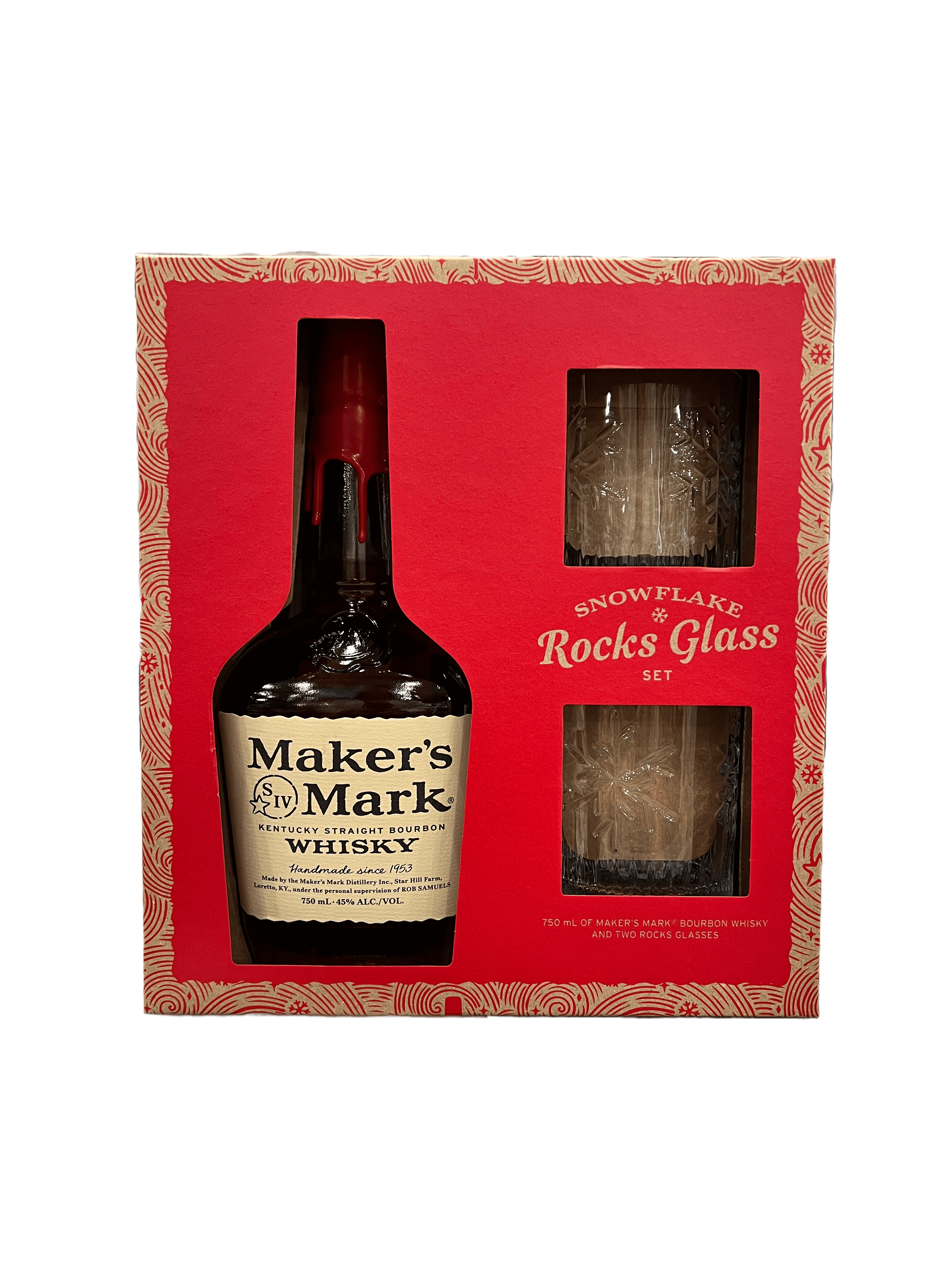 Maker's Mark Bourbon Gift Set with 2 Glasses 750ml Bottle - Vine Republic
