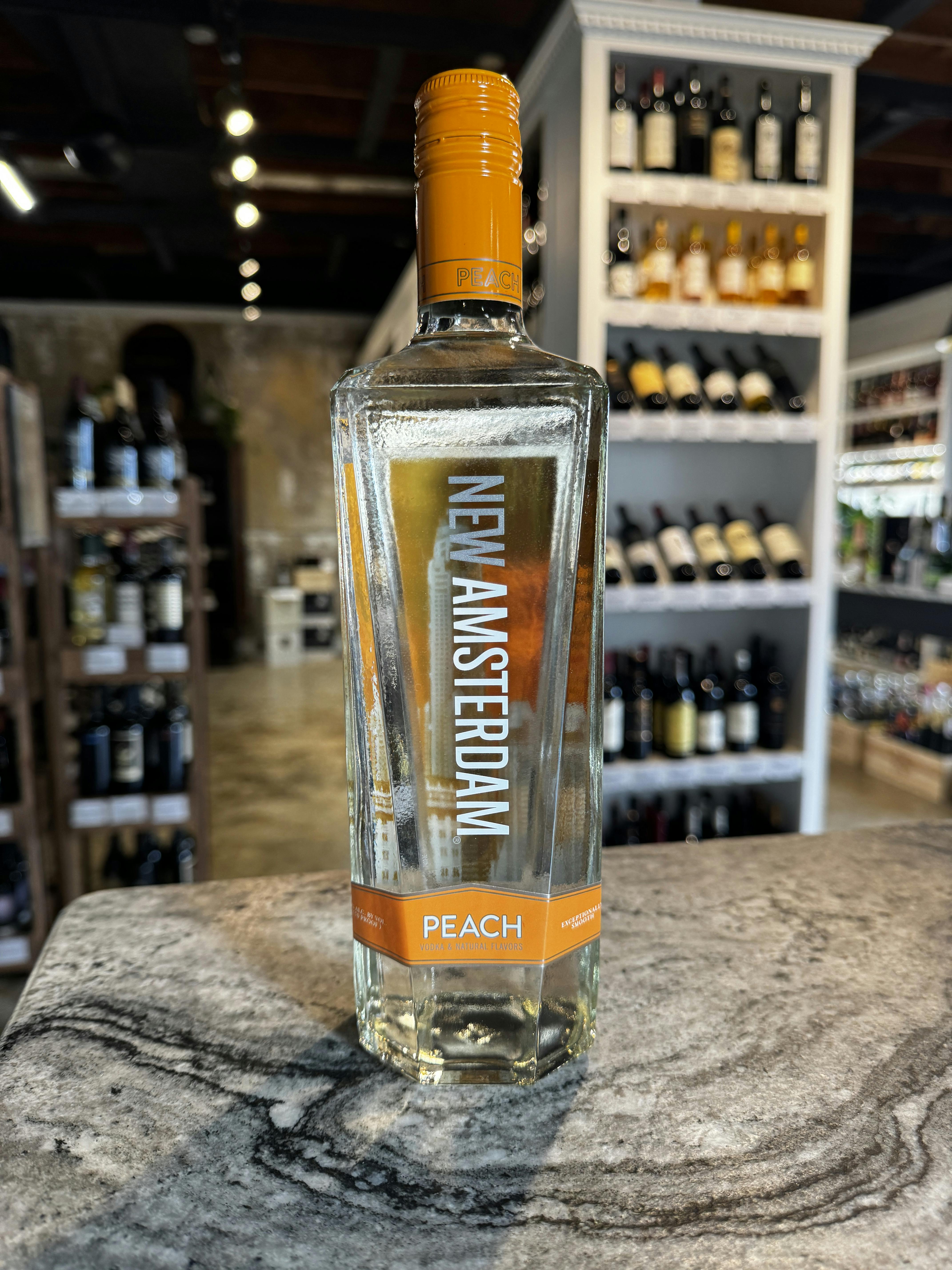 New Amsterdam PEACH VODKA 70 PR. 750ml - Tonic Bottle & Cork