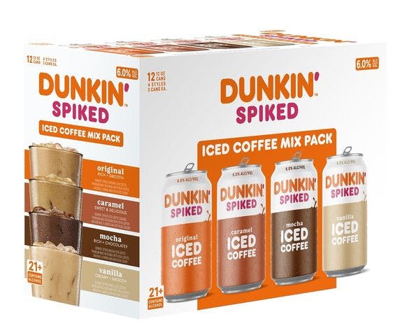 Dunkin Donuts Spiked Iced Coffee Mix Pack 12 Pack 12 Oz Can Yankee Spirits