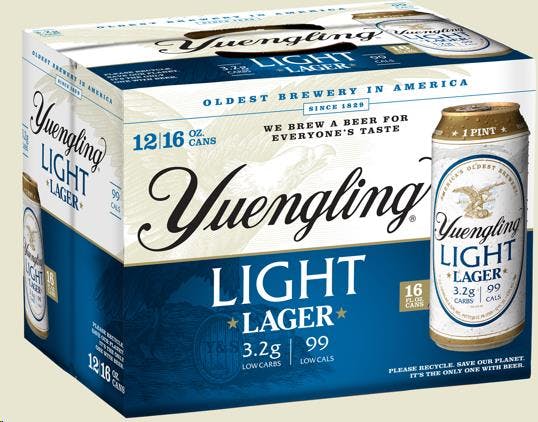 Yuengling Light Lager 12 pack 16 oz. Can - Yankee Spirits