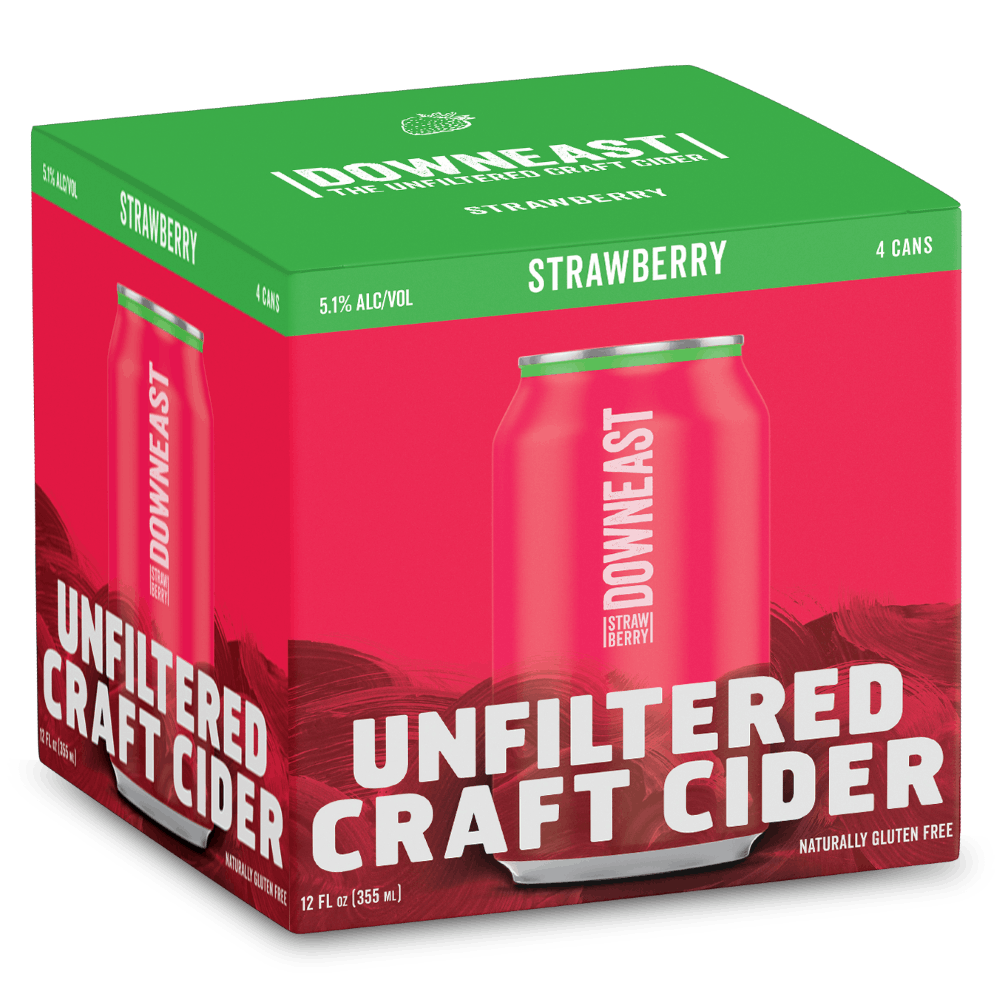 Downeast Cider House Strawberry Cider 4 pack 12 oz. Can - Yankee Spirits