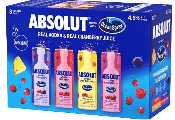 Absolut Ocean Spray Variety Pack 8 pack 355ml Can - Vine Republic
