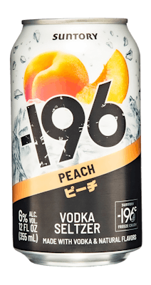 Suntory -196 Peach Vodka Seltzer 4 pack 355ml Can - Buster's Liquors & Wines
