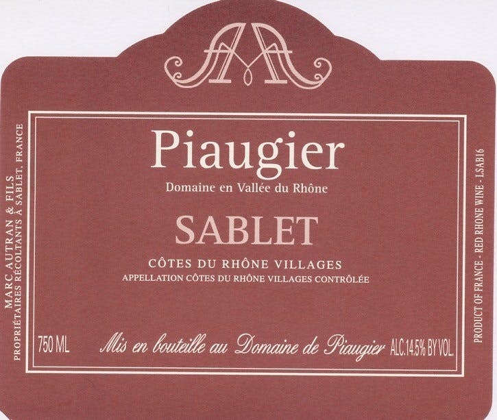 Domaine de Piaugier Côtes du Rhône Villages Sablet 2022 750ml ...