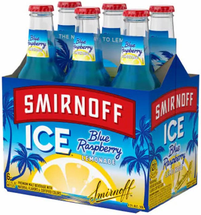Smirnoff Ice Blue Raspberry Lemonade 6 pack 12 oz. Bottle - Canal's of ...