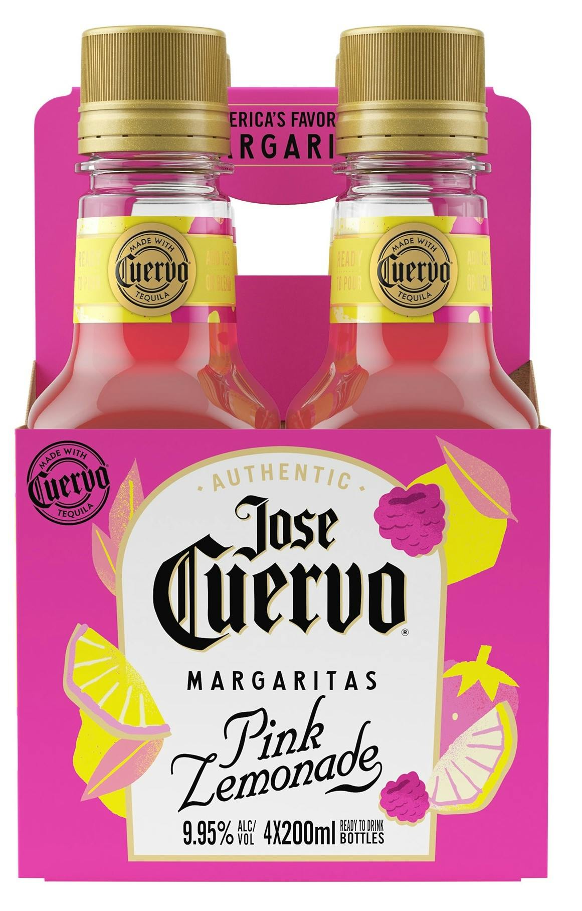 Jose Cuervo Authentic Cuervo Pink Lemonade Margarita 4 pack 200ml ...