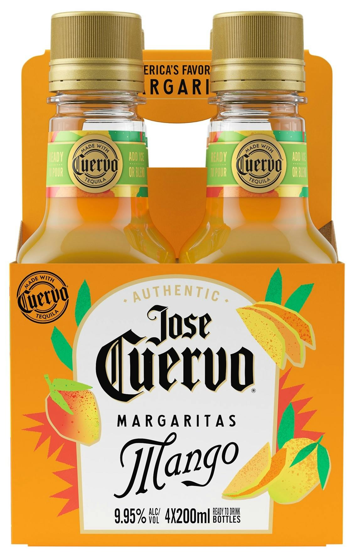 Jose Cuervo Authentic Cuervo Mango Margarita 4 pack 200ml - Micky Finn's