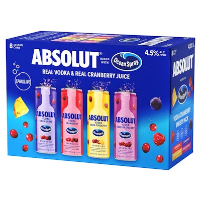 Absolut Ocean Spray Variety Pack 8 pack 355ml Can - Yankee Spirits